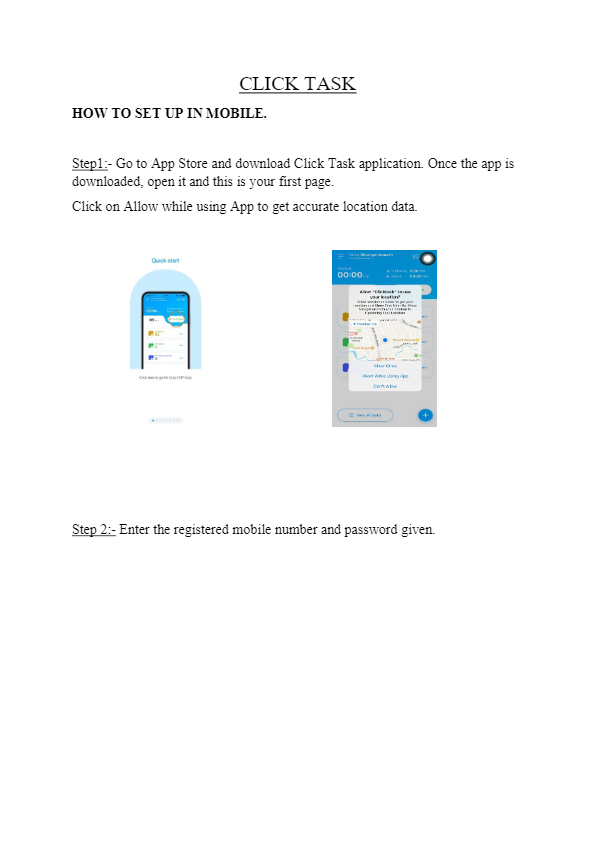 Clicktask App setup | Aditi Tracking